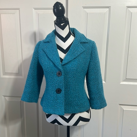 CAbi | Jackets & Coats | Cabi Bourke Turquoise Boucle Cropped Blazer ...